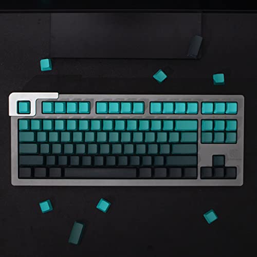 Gradient Cyan Side Print Keycaps OEM PBT Double Shot Custom Keycaps Set Fit for 61/64/87/104/108 Cherry Mx Switches Mechanical Keyboard