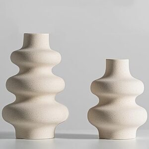 steviieden ceramic vases set 2, modern home decor,off white round vases,modern dried flower vases, boho home decor for centerpieces wedding dinner table party living room office bedroom