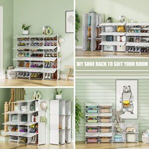 FUNLAX Shoe Rack, 6 Tier Plastic Shoe Storage Cabinet 24 Pairs Shoe Rack Organizer with Door for Closet Entryway Taller Shoes Boots Organizer