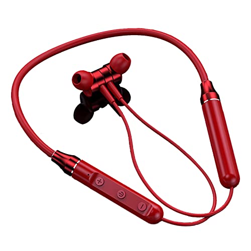 Bluetooth Headset Neckband Earbuds with Magnetic Wireless Neckband Sports Headset for Workout with Carry Case Ear Hook (Red)