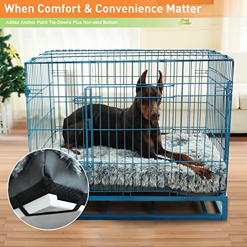 KISYYO Dog Beds for Large Dogs Fixable Deluxe Cozy Dog Kennel Beds for Crates Washable Dog Bed, 36 x 23 x 3.8 Inches, Grey