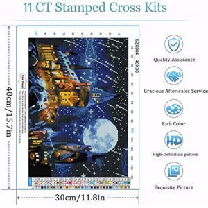 Harry Potter Cross Stitch Kits for Adults - Stamped Crossstitching Kits Preprinted 11 Count Cross-Stitch Kit for Beginner, 11CT Prestamped Easy Pattern Needlepoint Kits Crafts for Decor 11.8x15.7inch