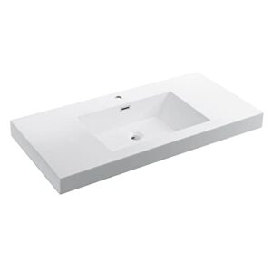 dowell single topmount bathroom vanity basin - white resin, 48 x 18