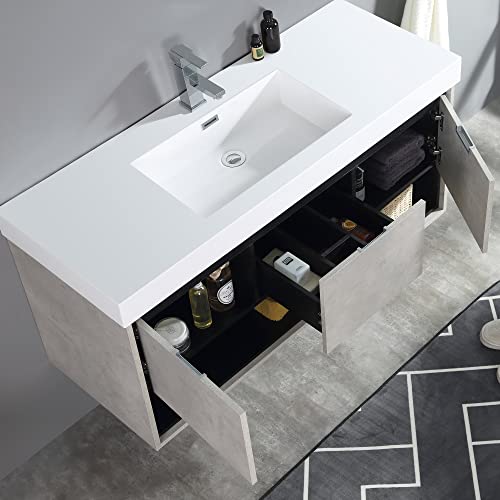 Dowell Single Topmount Bathroom Vanity Basin - White Resin, 48 x 18