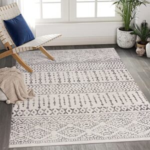 art&tuft 3x5 rug, super soft ultra-thin moroccan washable rug, anti-slip backing rugs for living room, foldable geometric machine washable area rug(3'x5', ivory)