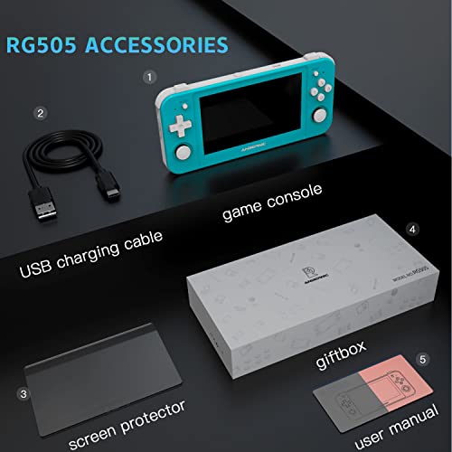 RG505 Handheld Game Console Android 12,Unisoc Tiger T618 Built-in 128G Pre-Loaded 3172 Games,Gyroscope Sensor and 4.95 inch OLED Touch Screen