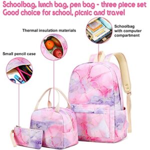 CAMTOP School Backpacks for Girls Teen Lightweight Waterproof Backpack Bookbags Set(Tie Dye Pink Purple)