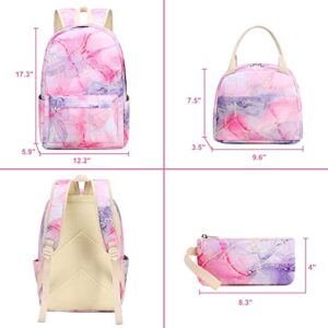 CAMTOP School Backpacks for Girls Teen Lightweight Waterproof Backpack Bookbags Set(Tie Dye Pink Purple)