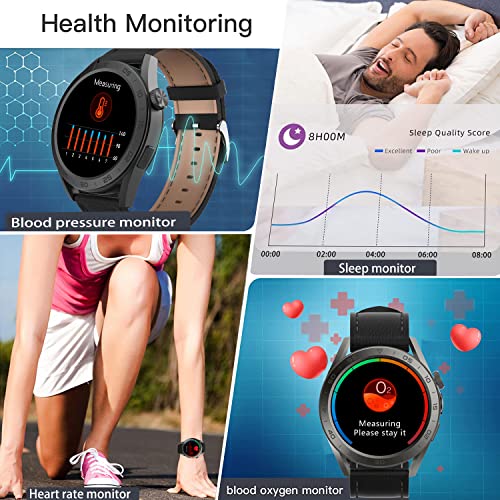 AHWOO Smart Watches for Men Women(Make/Answer Call)，Activity Trackers and Smartwatches with Heart Rate,Sleep,Blood Oxygen Monitor，Waterproof Fitness Smart Watch for Android iPhone Compatible