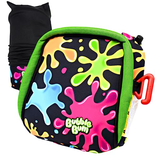 BubbleBum Travel Car Seat - Inflatable Booster Seat for Car - Narrow Slim Fit - Travel Booster Seat for 4-11 Year Olds - Slime