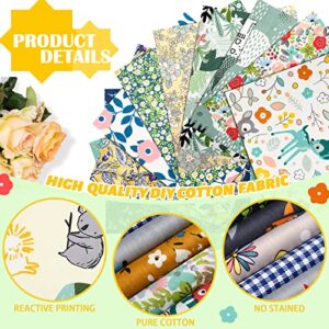 100 Pcs Cotton Fabric Square Patchwork Craft Fabric Scraps Quilting Fat Bundles Flower Animals Cartoon for DIY Sewing Cloths (Cute, 10 Inch)