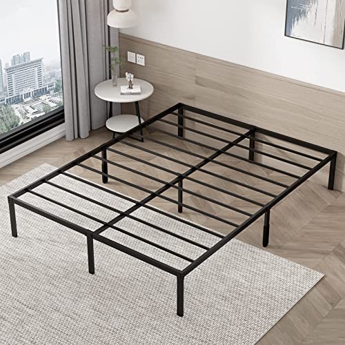 HOMWAYART Queen Size Metal Bed Frame, High Platform Reinforced Steel Slats Support, Easy Assembly, Sturdy, Non-Slip and Noise-Free, No Box Spring Needed (Queen)