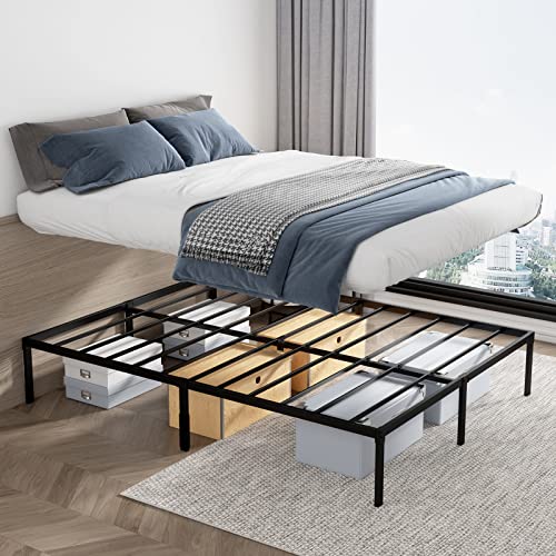 HOMWAYART Queen Size Metal Bed Frame, High Platform Reinforced Steel Slats Support, Easy Assembly, Sturdy, Non-Slip and Noise-Free, No Box Spring Needed (Queen)