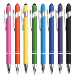 8 Pack Ballpoint Pen 2-in-1 Stylus Retractable Ballpoint Pen with Stylus tip, Metal Stylus Pen for Touch Screens, 1.0 mm Black Ink