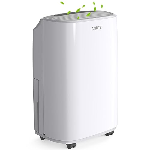 ANDTE 2500 Sq.Ft Dehumidifiers for Large Room and Home Basements, 31 Pints Dehumidifiers with Auto or Manual Drainage, 0.528 Gallon Water Tank with Drain Hose, Auto Defrost, Dry Clothes Function, 24H Timer