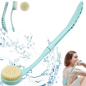 back brush long handle for shower, 20.5” back bath brush for shower, back scrubber, exfoliation and improved skin health for elderly with limited arm movement, disabled, pregnant women