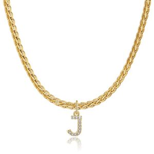 gogoey dainty initial necklaces for women, 18k gold filled vintage choker necklaces simple cubic zircon letter pendant initial choker necklace gift for women necklace jewelry (j)