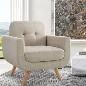 rosevera elena contemporary accent armchair with linen upholstery living room furniture, 1seat, beige