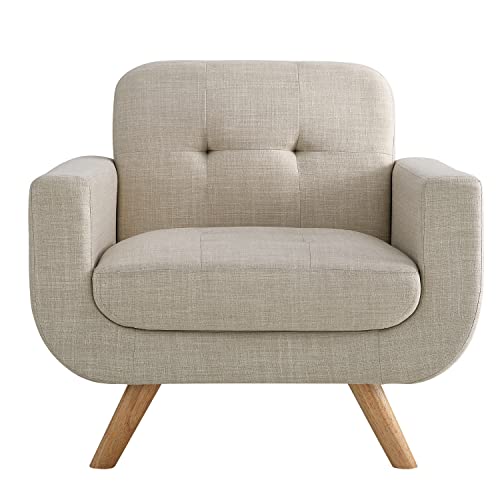 Rosevera Elena Contemporary Accent Armchair with Linen Upholstery Living Room Furniture, 1SEAT, Beige