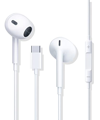 Earphones USB C Headphones, Type C Wired in-Ear Earbuds with Microphone and Volume Control Earbuds, Compatible with Samsung S20/S21,Huawei P20 pro/ P30/P40,Google Pixel 3/4/XL