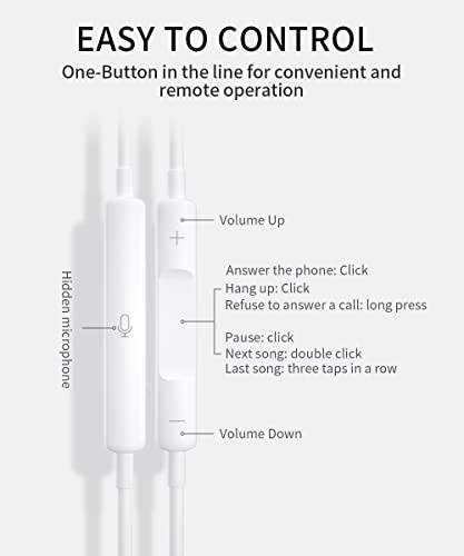 Earphones USB C Headphones, Type C Wired in-Ear Earbuds with Microphone and Volume Control Earbuds, Compatible with Samsung S20/S21,Huawei P20 pro/ P30/P40,Google Pixel 3/4/XL