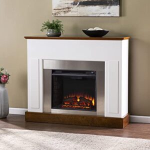 southern enterprises sei furniture eastrington electric fireplace in white/dark tobacco/nickel