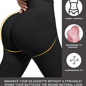 CHRLEISURE 3 Piece Butt Lifting Leggings for Women, Gym Workout Scrunch Butt Seamless Yoga Leggings (Black, DGray, Blue, M)-1