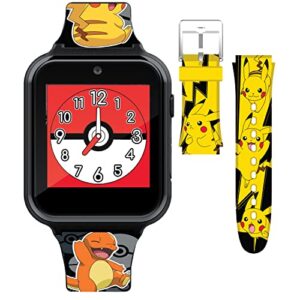 accutime kids pokemon educational learning smart watch toy with interchangeable straps for boys, girls - selfie cam, learning games, alarm, calculator (model: pok40031az)