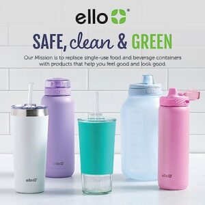 Ello Cooper Vacuum Insulated Stainless Steel Water Bottle with Soft Straw and Carry Loop, Double Walled, Leak Proof, White, 22oz