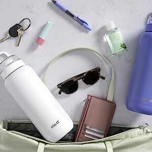 Ello Cooper Vacuum Insulated Stainless Steel Water Bottle with Soft Straw and Carry Loop, Double Walled, Leak Proof, White, 22oz