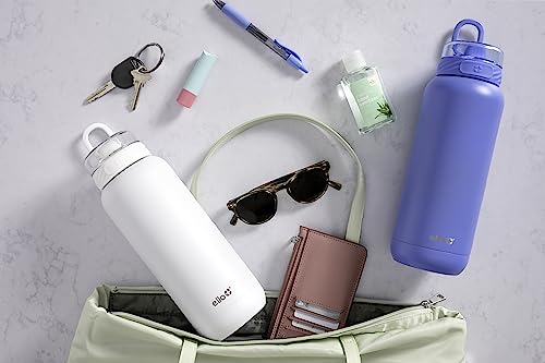 Ello Cooper Vacuum Insulated Stainless Steel Water Bottle with Soft Straw and Carry Loop, Double Walled, Leak Proof, White, 22oz