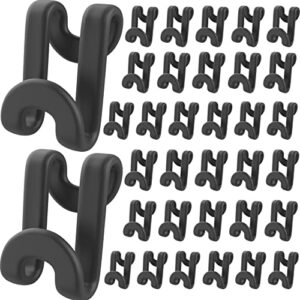 100pcs clothes hanger connector hooks, cascading hangers space saving plastic hanger hooks space saver hanger extender clips for velvet wooden plastic metal hangers heavy duty clothes closet, black