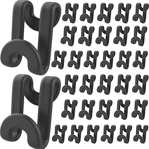 100Pcs Clothes Hanger Connector Hooks, Cascading Hangers Space Saving Plastic Hanger Hooks Space Saver Hanger Extender Clips for Velvet Wooden Plastic Metal Hangers Heavy Duty Clothes Closet, Black