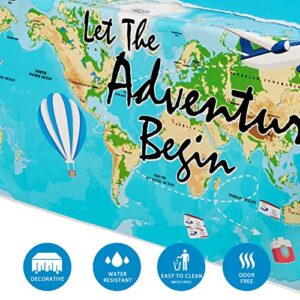 Adventure World Awaits Map Plastic Tablecloth - 2pcs 54*108" Travel Themed Table Decorations Supplies Bon Voyage Disposable Rectangle Table Cover for Baby Shower Birthday Graduation Retirement