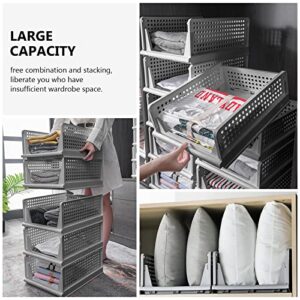 8 Pcs Stackable Storage Drawers Closet Organizers and Storage Foldable Closet Organizers Plastic Folding Box Shelves Collapsible Bin Baskets Container for Wardrobe Bathroom (Dark Gray)