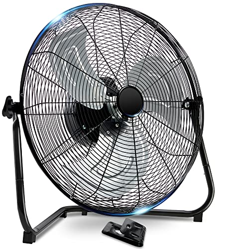 SUNNY FLAME 6000 CFM Floor Fan High Velocity,20 Inch 3-Speed Heavy Duty Metal Fan with Wall-Mounting System,360° Adjustable Tilting for Garage, Industrial, Commercial,Shop and Gym, Use for Home, Bedroom Outdoor/Indoor