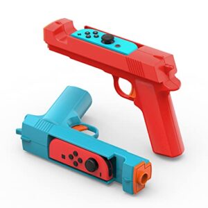 codogoy shooting game gun controller compatible with switch/switch oled joy-con, hand grip motion controller for nintendo switch shooter hunting games (blue + red)