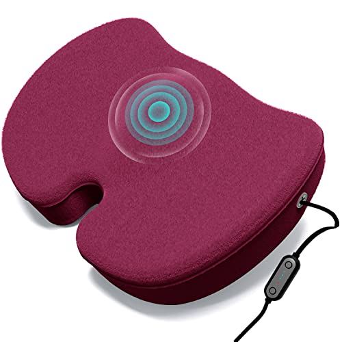 HONGJING Massage Seat Cushion for Pressure Relief, Memory Foam Office Chair Cushions for Long Sitting, Butt Pillow with Massaging, Great for Sciatica, Coccyx and Tailbone Pain Relief (Red)