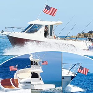 2 Pack American Boat Flag with 4 Boat Flag Pole Clamps, Marine USA Flag with Double Sided Embroidered Stars and Brass Grommets, (16"x24")