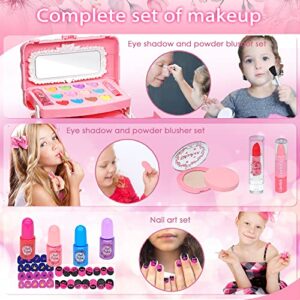 Kids Makeup Toys for Girls - Safe and Washable Makeup for Kids, Kids Makeup Kit for Girl, Real Girls Makeup Kit for Kids Toddler, Princess Birthday Gifts for 4 5 6 7 8 9 Year Old Girls Gift (Pink)