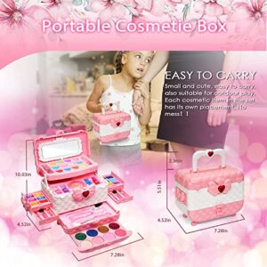 Kids Makeup Toys for Girls - Safe and Washable Makeup for Kids, Kids Makeup Kit for Girl, Real Girls Makeup Kit for Kids Toddler, Princess Birthday Gifts for 4 5 6 7 8 9 Year Old Girls Gift (Pink)