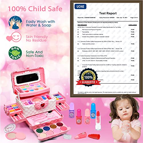 Kids Makeup Toys for Girls - Safe and Washable Makeup for Kids, Kids Makeup Kit for Girl, Real Girls Makeup Kit for Kids Toddler, Princess Birthday Gifts for 4 5 6 7 8 9 Year Old Girls Gift (Pink)