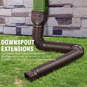 SMTPDT Gutter Downspout Extensions, Gutter Downspout Extender, Down Spout Drain Extension, Gutter Extension Flexible, Extendable from 21 to 60 Inches (2 Pack Brown)