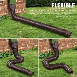 SMTPDT Gutter Downspout Extensions, Gutter Downspout Extender, Down Spout Drain Extension, Gutter Extension Flexible, Extendable from 21 to 60 Inches (2 Pack Brown)