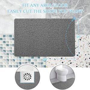 LOCHAS Shower Mat Non Slip Bathtub Mats 24 x 16 Inch, Soft Loofah Bath Mat for Bathroom, Bath Tub, Shower Floor, Dry Fast, Grey