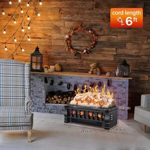 R.W.FLAME Electric Fireplace Log Set Heater 21IN, Remote Control, Flame Brightness Adjustable,Realistic Ember Bed,Overheating Protection for Home and Office Decor,1500W Whitish Gray logs