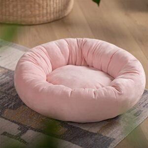 kasentex dog bed, round dog beds for medium/large dogs, donut dog bed and cat bed anti slip and machine washable (pink 27x27 inches)