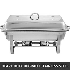 Mophorn Chafing Dish 4 Packs 8 Quart Stainless Steel Chafer Full Size Rectangular Chafers & Gas One 12 Pack 6 Hour Chafing Fuel - Food Warmer for Chafing Dish Buffet Set