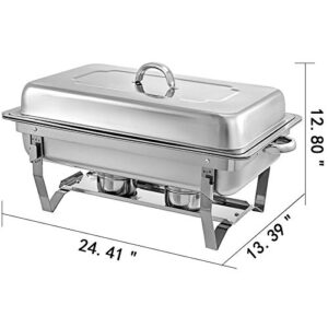 Mophorn Chafing Dish 4 Packs 8 Quart Stainless Steel Chafer Full Size Rectangular Chafers & Gas One 12 Pack 6 Hour Chafing Fuel - Food Warmer for Chafing Dish Buffet Set