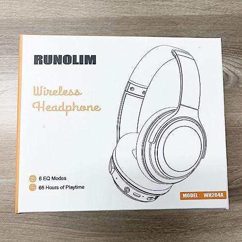 RUNOLIM Bluetooth Headphones Over Ear, 65 Hours Playtime Wireless Headphones with Microphone, Lightweight Foldable & Portable Stereo Bass Headsets for Smartphone, Tablet, Computer, MP3/4